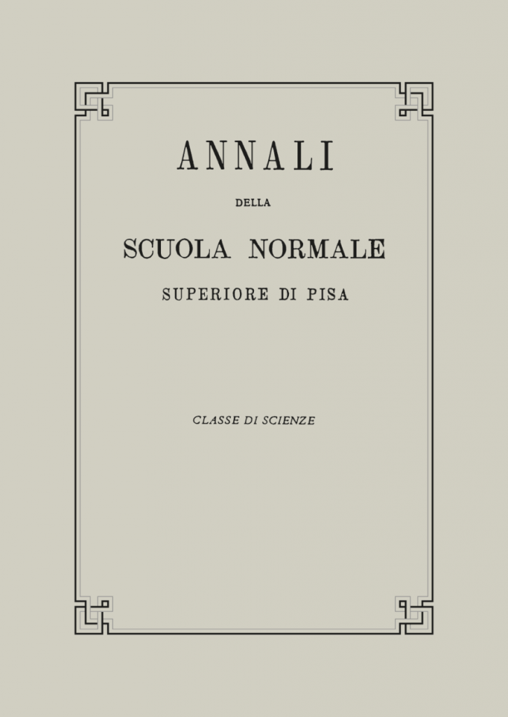 Annali della Scuola Normale Superiore di Pisa, Classe di Scienze ...